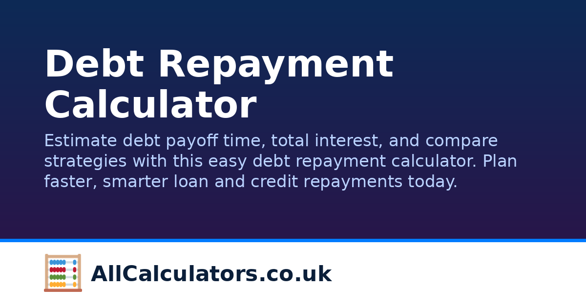 Debt Repayment Calculator | AllCalculators.co.uk